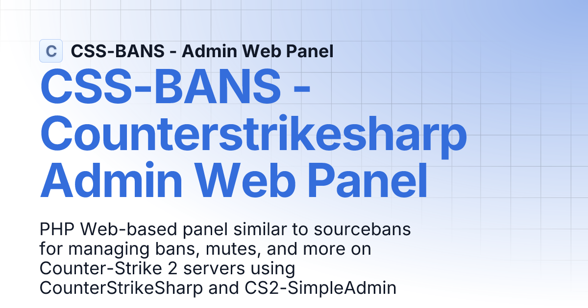 CSS-BANS - Counterstrikesharp Admin Web Panel | CSS-BANS - Admin Web Panel